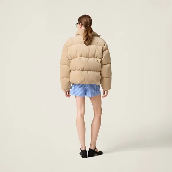 Miu Miu Medium-Weight Corduroy Down Jacket - Sand Beige | Editorialist